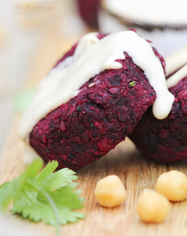 Roast Beetroot Falafels - easy gluten-free vegan - Kind Earth